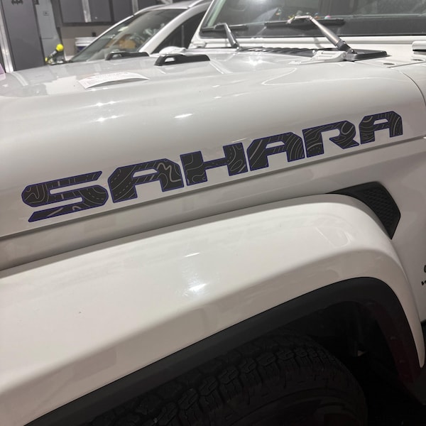 Fits 2018-2025 Jeep Wrangler Sahara Hood Letters Vinyl Graphics ...