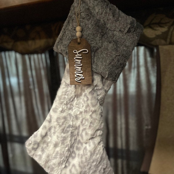 Silver Christmas Stocking, Silver Fawn Christmas Stocking, Personalized ...