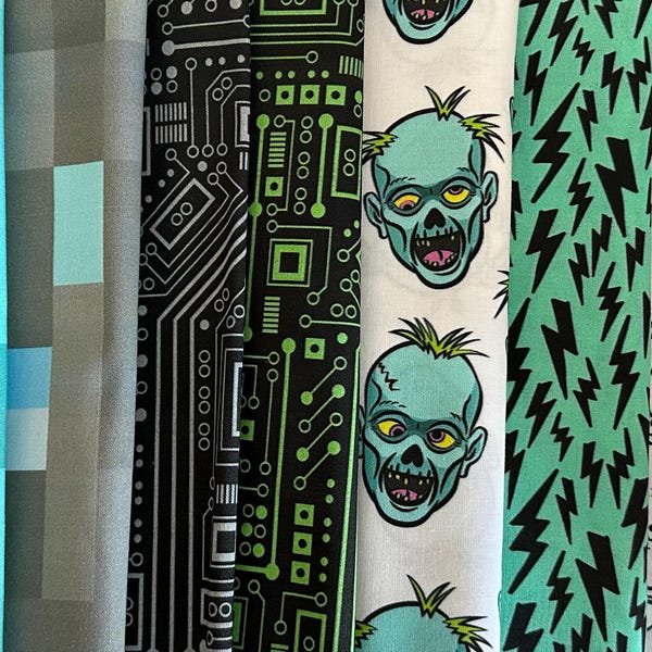 Blue Zombie Halloween Fabric - Zombies - Teal on White - Halloween by ...