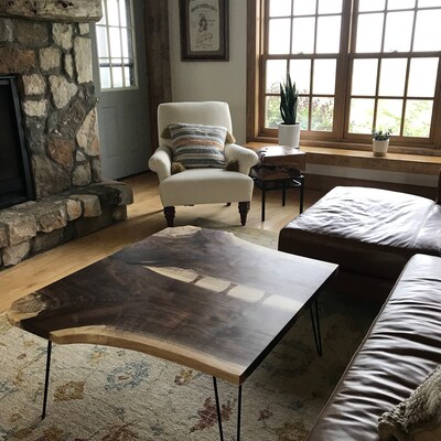 Live Edge Dining Table Rustic Wood Slab Furniture Handcrafted Wooden ...