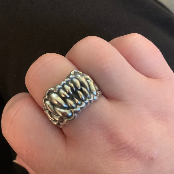 Snarling Teeth Ring in Sterling Silver, Handmade Silver Fangs Ring ...