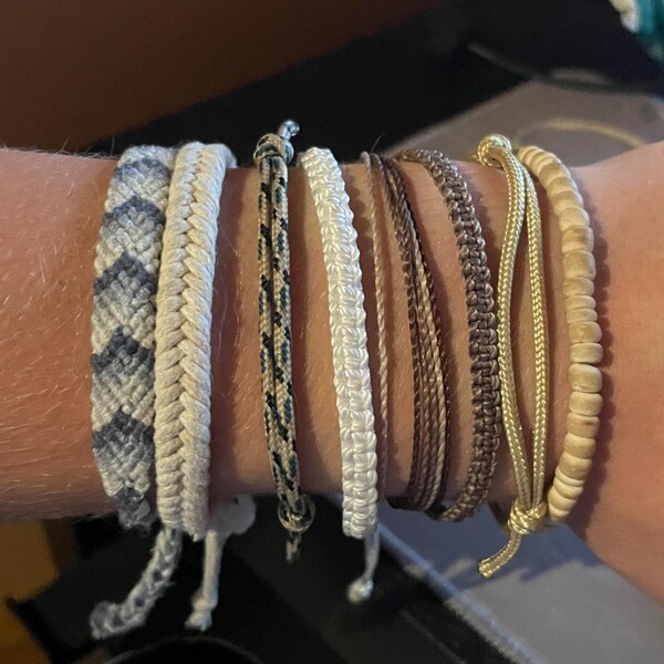Waterproof Waxed Cord Macrame Friendship Bracelet, Choose Your 2 Colour ...