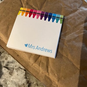 Teacher Sticky Note, Teacher Notepad, Crayon Sticky Note, Teacher ...