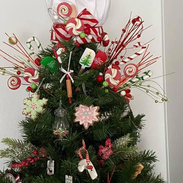 Chef Hat Christmas Tree Topper: Peppermint Bakery Theme - Etsy UK