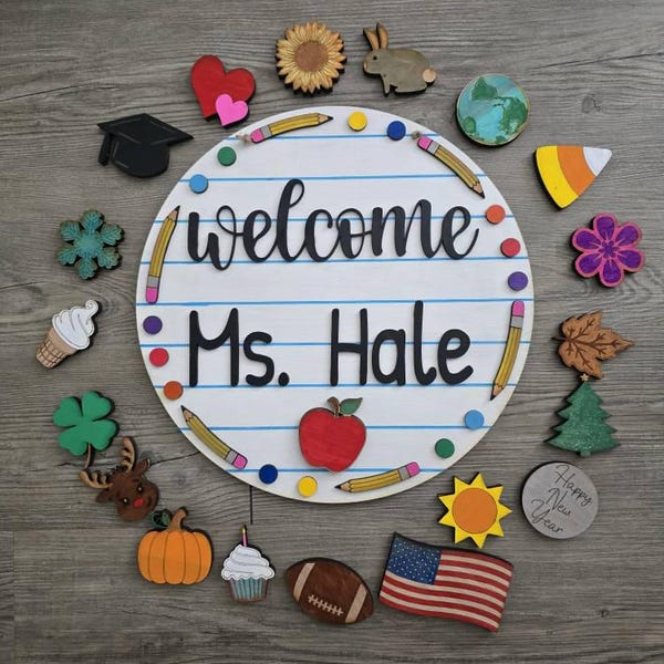 Classroom Door Interchangeable Sign Svg, Teacher Name Welcome Door ...