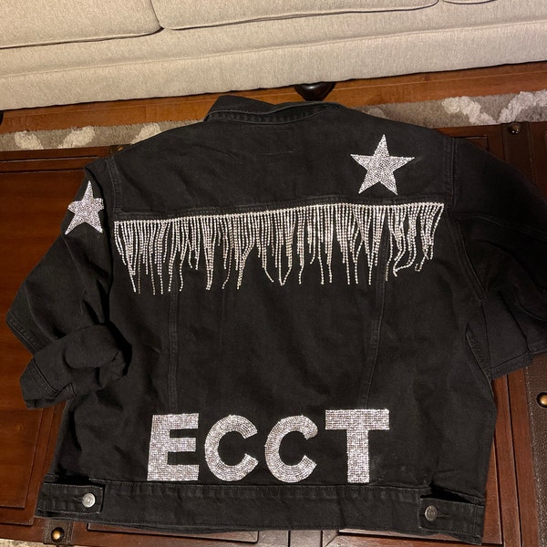 Denim Jacket With Fabric Panel - Etsy