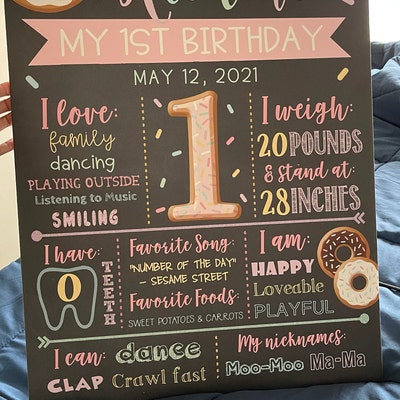 Donut 1st Birthday Sign, Donut First Birthday Poster, Donut First ...