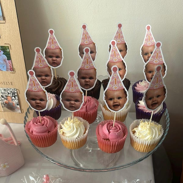 Cupcake Toppers Baby Face, Cupcake Photo ANY AGE, Birthday Decor ...