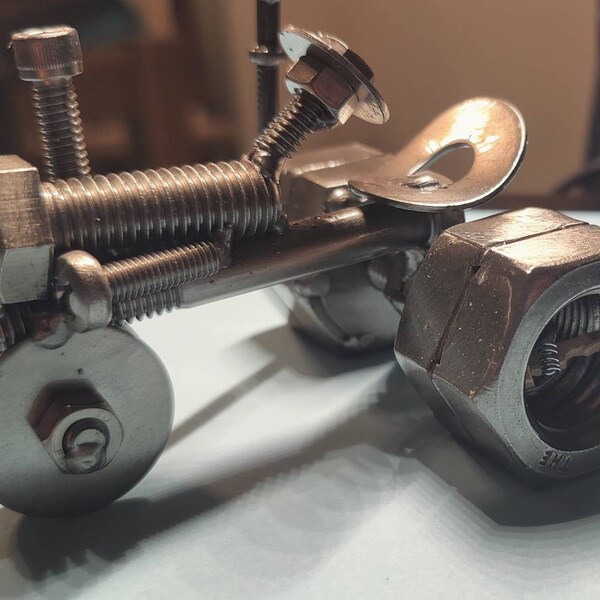 Repurposed Metal Dragster, Steel Rail Top Fuel Figurine, Nuts and Bolts ...