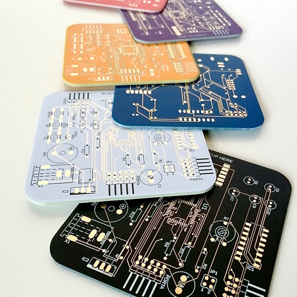 The Original: Set of 2 Coasters in Pcb-design With Gold Contacts for ...