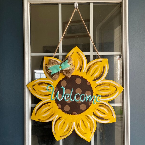 Sunflower Door Hanger, Sunflower, Home Sweet Home Sign, Door Decor ...