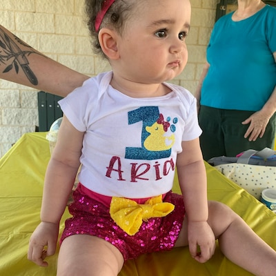 Personalized Rubber Ducky Birthday Shorts Outfit, Duck Birthday, Rubber ...