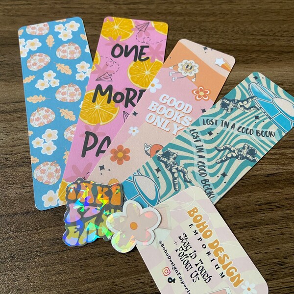 Colorful Retro Bookmark Laminated Bookmark Bookmark Individual or Set ...