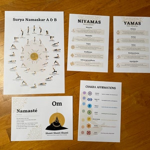 Yoga Poster Sun & Moon Salutation set of 2 Printable Wall Decor Instant ...