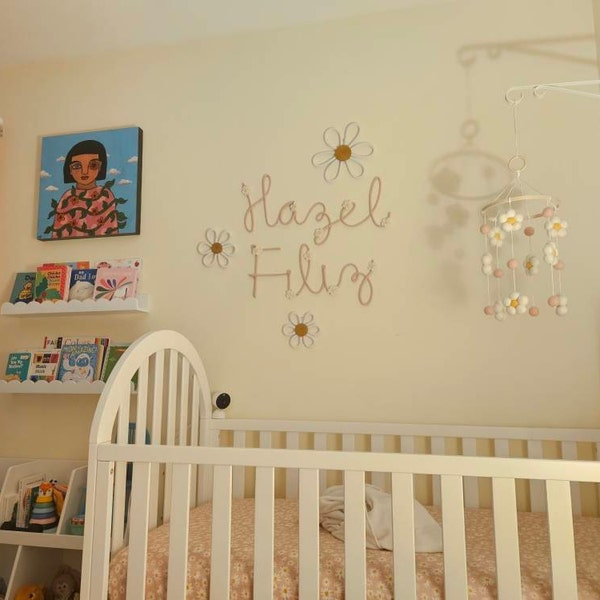 Personalized Floral Knit Name Sign Custom Nursery Sign Wire Name Sign ...