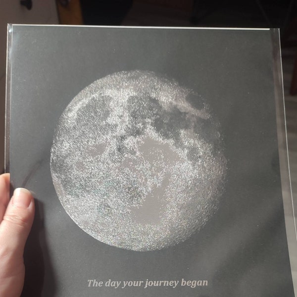 A4 Custom Foil Moon Phase Print by Date, Personalised Copper, Gold or ...