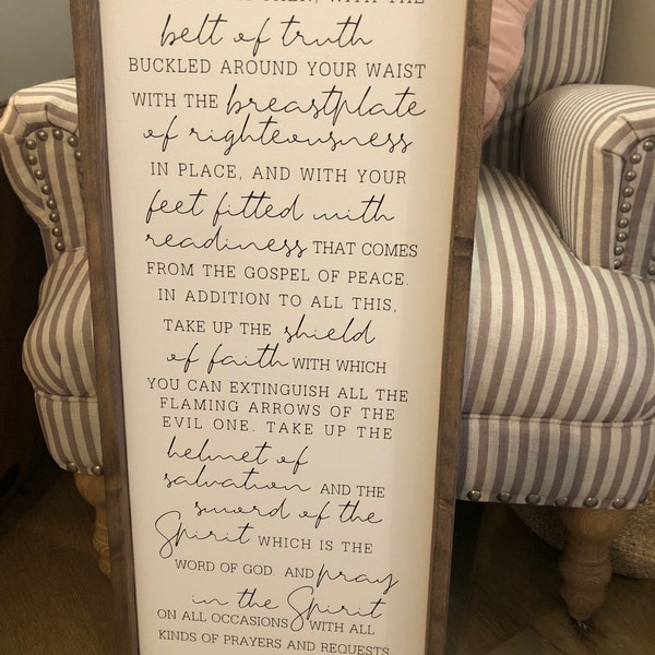 Armor of God Sign Wood Sign Suit of Armour Full Suit Wall Art Bible ...