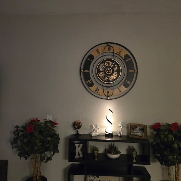Wall Clock 17 Inches With Real Moving Gear Convertible Into Desk Clock ...