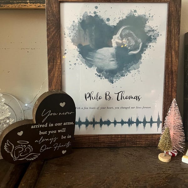 Ultrasound Baby Heartbeat Soundwave Art, Custom Baby Keepsake, Heart ...