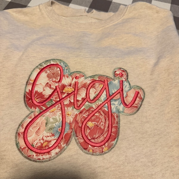 Gigi Hand Lettered Zig Zag Stitch Double Applique Design for Machine ...
