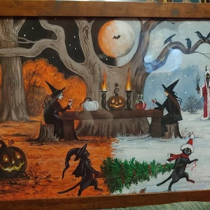 Witch's Story 4x6 Halloween Witch Black Cat Ryta Print of | Etsy