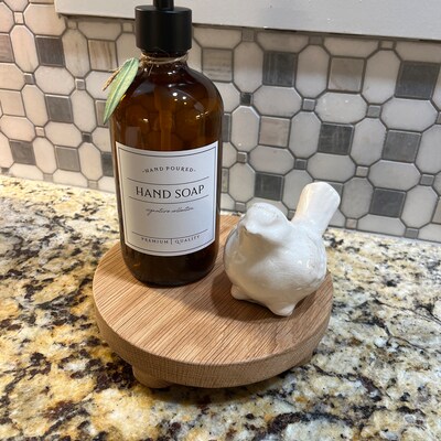 Round Bathroom Soap Stand/ Wood Riser Tray/ Kitchen Stand/ Candle ...