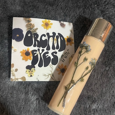 REAL FLOWER LIGHTER Pink Refillable Lighter With Real Pressed Forget Me ...