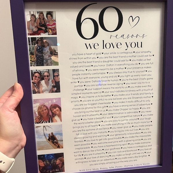 60th Birthday Gift Poster With Photos, Editable Template (digital ...