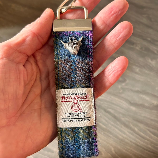 Scottish Keyring // Harris Tweed or Tartan Wrist Key Fob // Bag Charm ...