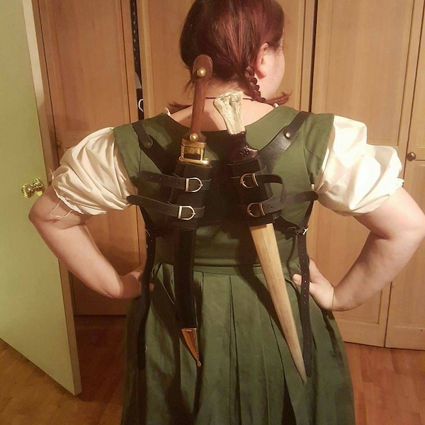 Dual LARP Sword Back Harness - Double Sword Holder - #DK1055 - Etsy