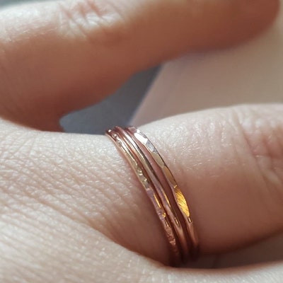 ROSE Gold Stacking Rings. Set of 3 Rose Gold Ring Bands. Boho Rings ...