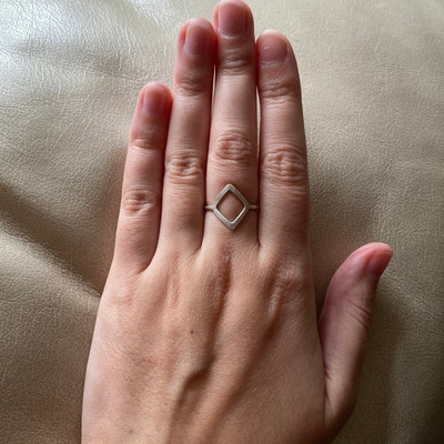 Rhombus Ring, Hollow, Sterling Silver, Minimalist, Geometrical, Modern ...