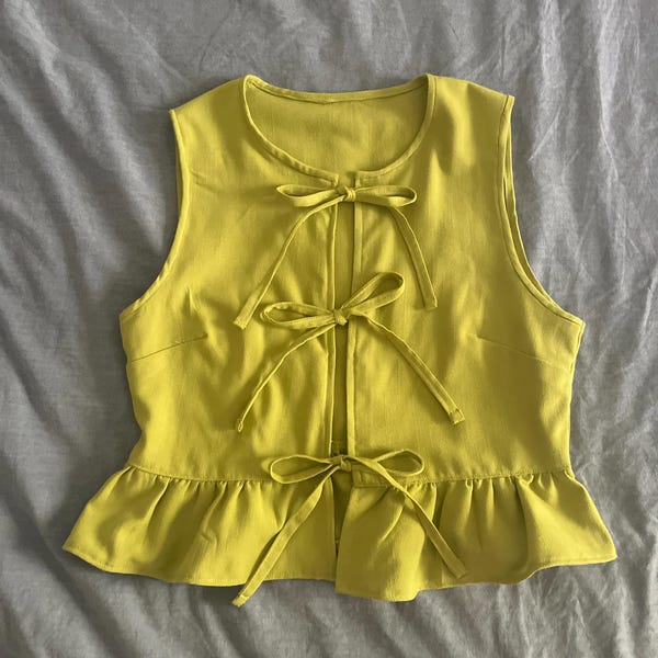 Top Sewing Pattern | Ties Front Top With Frilled Hem | Open Front Top ...