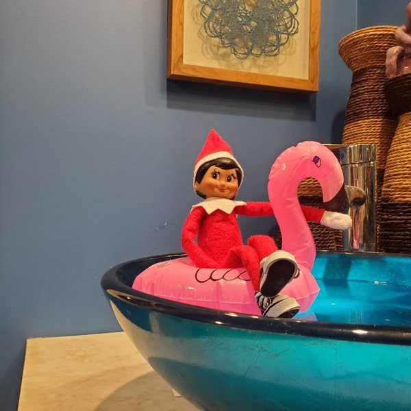 Elf Flamingo Float: Doll Accessory With Sign - Etsy