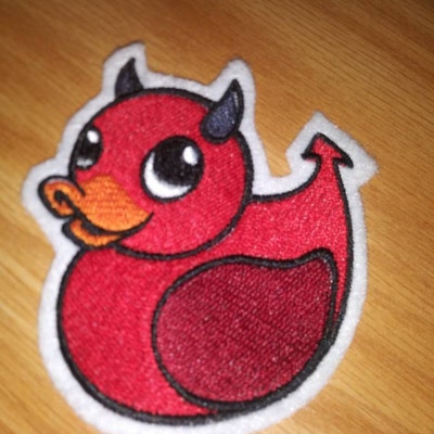 Retro Classic Red Devil Rubber Duckie Iron on Embroidery Patch ...