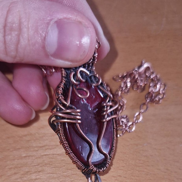 Red Fire Labradorite Pendant Copper Wire Wrapped Pendant Handmade ...