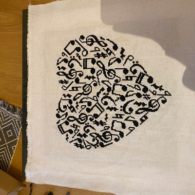 Heart of Musical Notes Cross Stitch Pattern, Music Cross Stitch ...