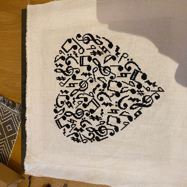 Heart of Musical Notes Cross Stitch Pattern, Music Cross Stitch ...