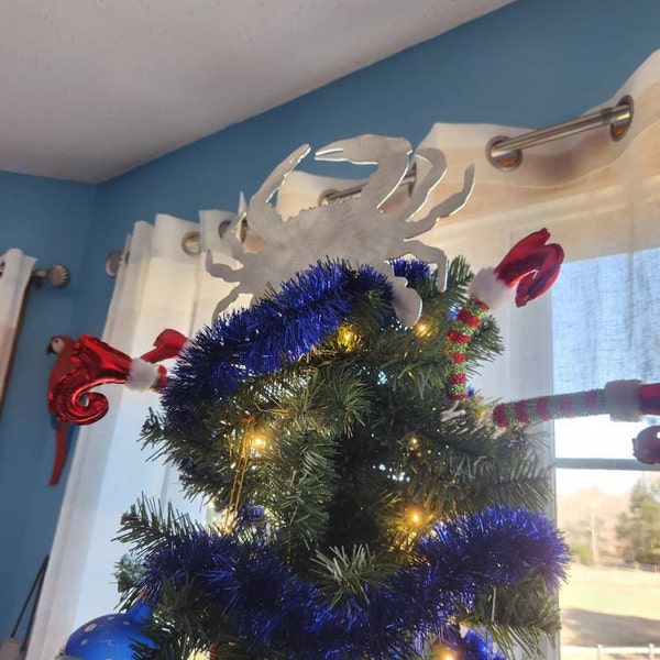Crab, Christmas, Tree Topper, Beach Home Decor, Wall Hanging or Yard ...