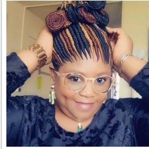 Fully Hand Braided Ghana Banana Cornrows Wig Pony Bout 1B Mix Dark ...