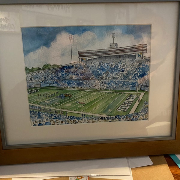 Ole Miss Rebels Football Art Print // Vaught-hemingway Stadium Painting ...