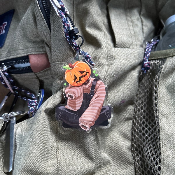 Autumn Pumpkin Head Keychain! // Acrylic 3in Keychain - Etsy