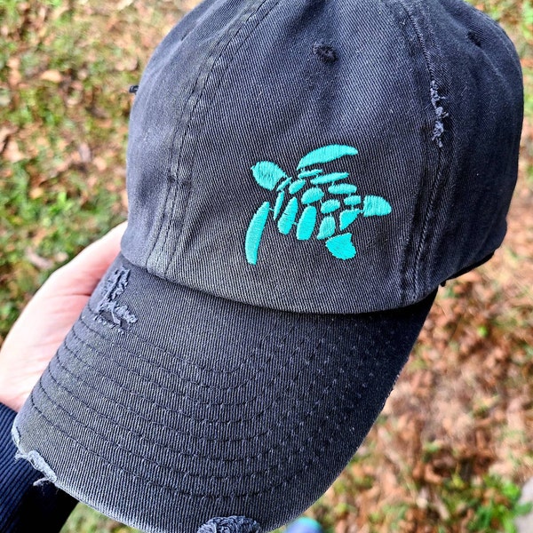 Turtle Hat | Distressed Baseball Cap OR Ponytail Hat | Ocean Sea ...