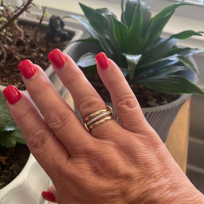 14KGF Gold Multi Link Connected Ring, Chunky Gold Ring, Gold Ring Set ...