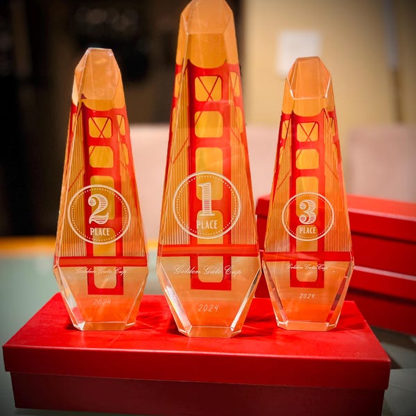 Luxury Personalized Trophy Award, Black and Gold Unique Crystal Trophy ...