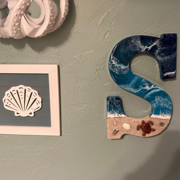 Personalized Beach Theme Letter for Wall Seaturtle Gift Coastal Wall ...