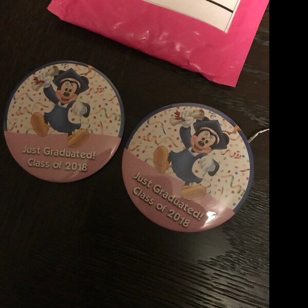 Minnie and Mickey Mouse Just Graduated Celebration Button - Graduation ...