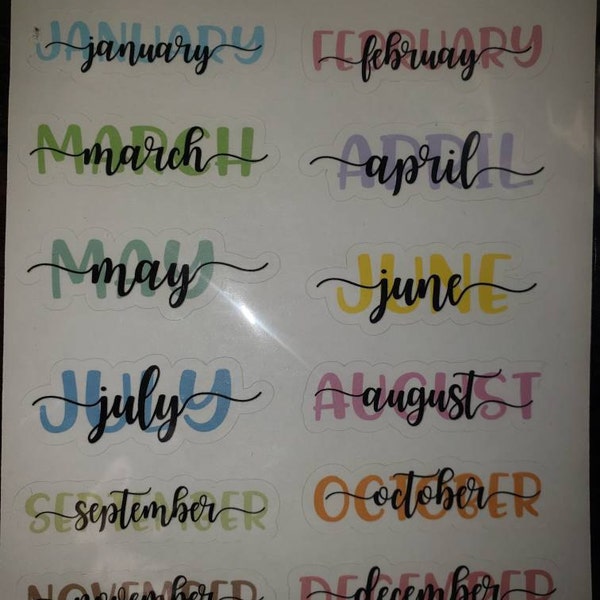 Full Year MONTHLY Kit Planner Stickers 000 Monthly Spread for Erin ...