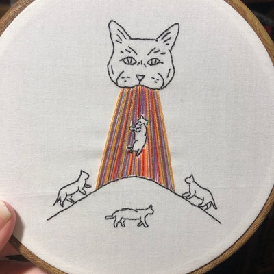 PDF Alien Cat Embroidery Pattern Cat Embroidery Pattern Embroidery ...