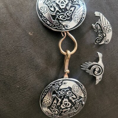 Large Pewter Celtic Raven Cloak Clasp Pin - Etsy